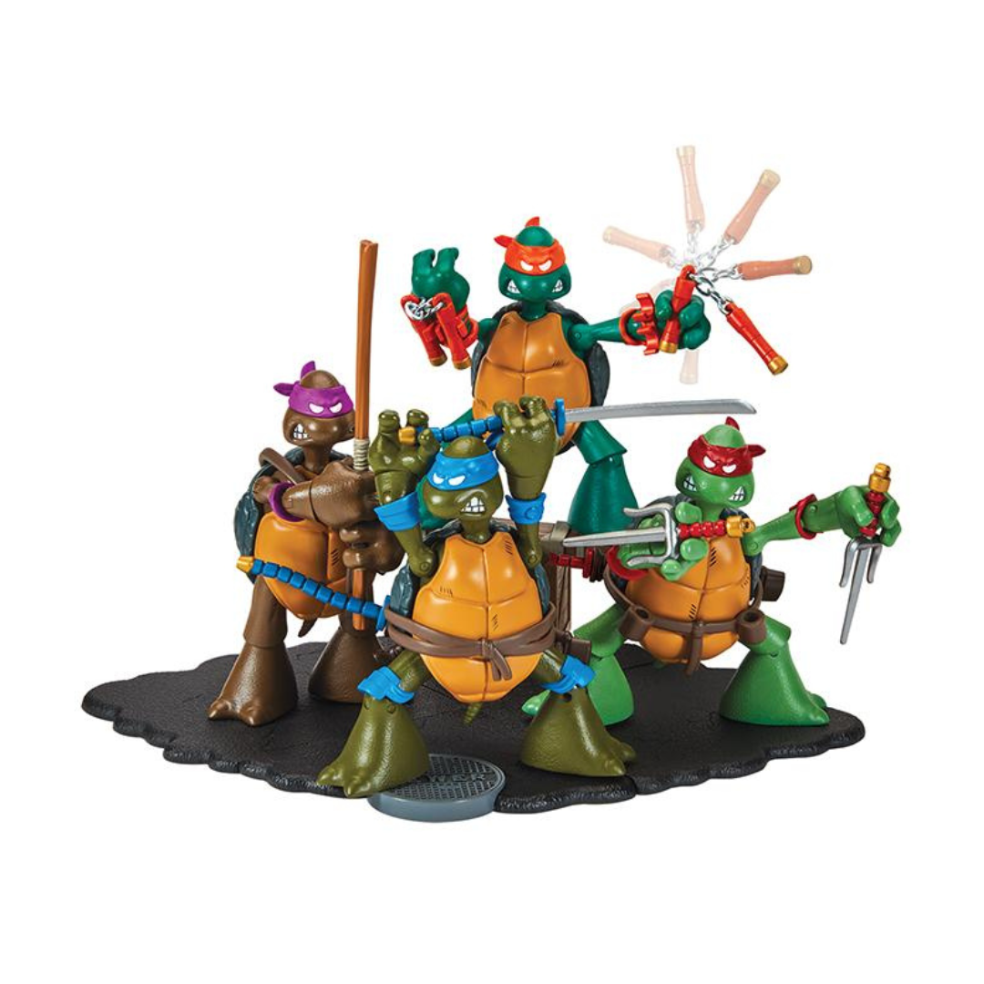 Playmates TMNT 40th Anniversary Original Sketch Turtle Figure 4-Pack ...