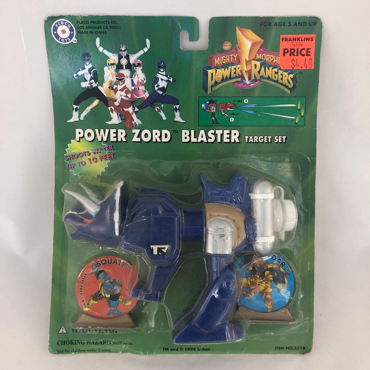 Placo Toys 1993 Mighty Morphin Power Rangers Blue Power Zord Blaster T ...