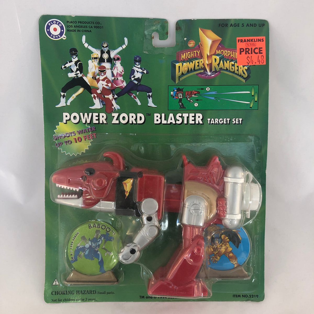 Placo Toys 1993 Mighty Morphin Power Rangers Red Power Zord Blaster Ta ...